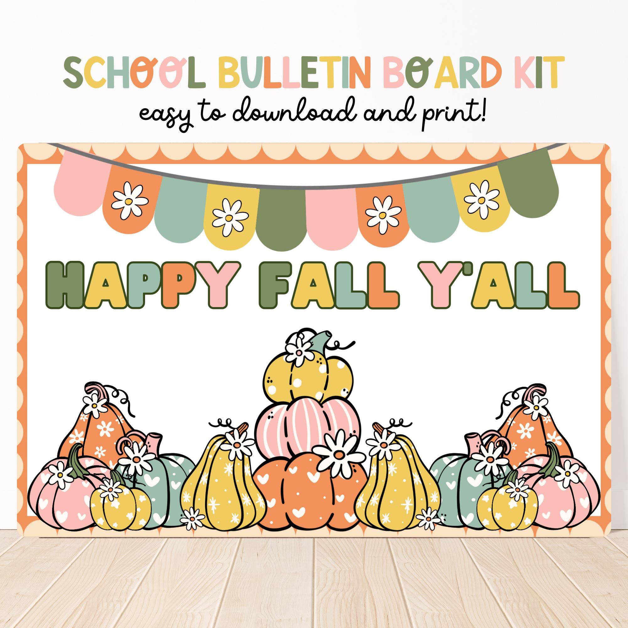 Happy Fall Y'all Bulletin Board Kit: Classroom Decor (digital Download ...