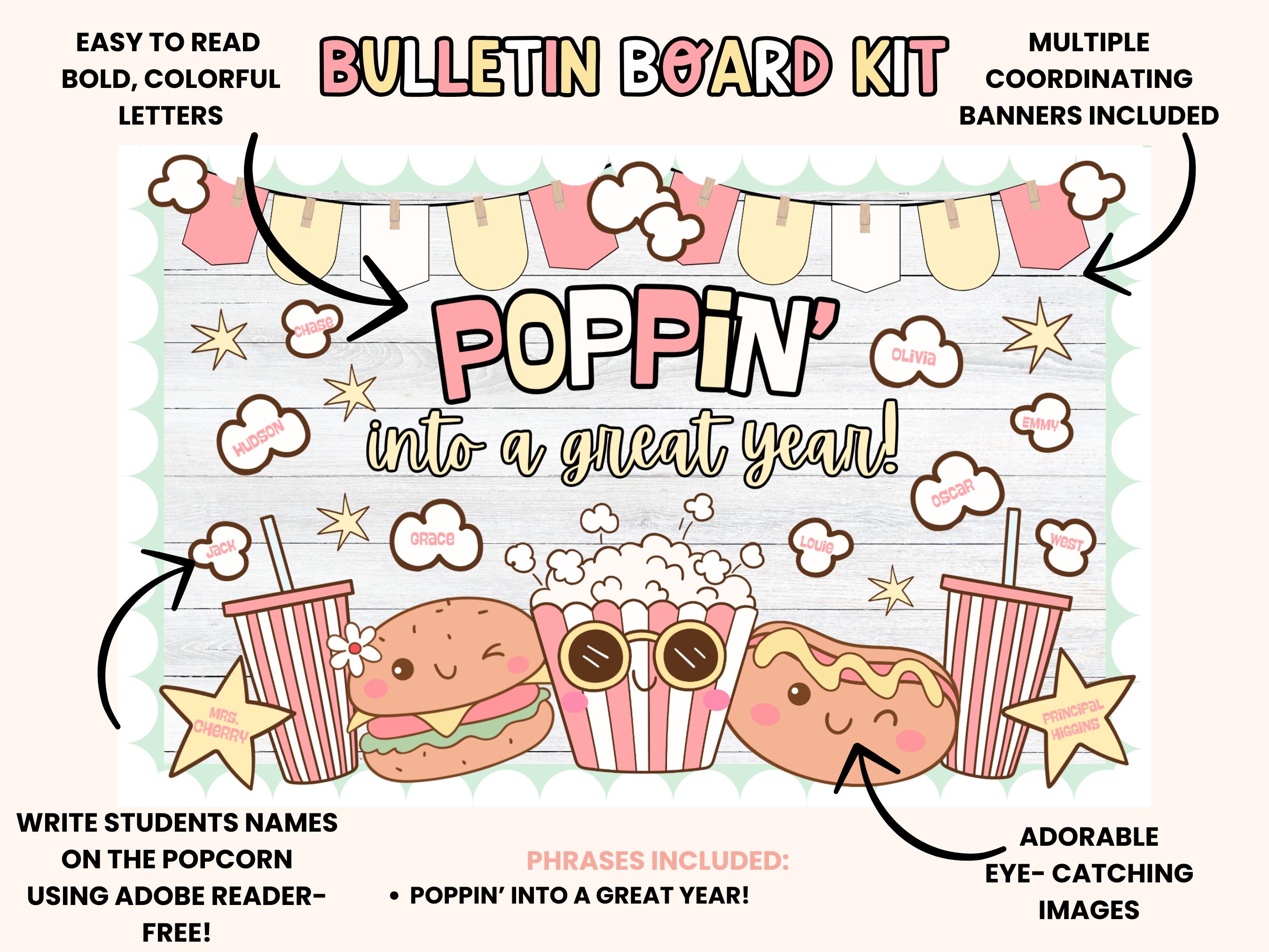 Popcorn Back to School Bulletin Board Kit: Classroom Door Decor (PDF ...