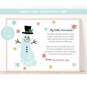 Snowman Footprint Art: Christmas Handprint Poem Keepsake (digital ...