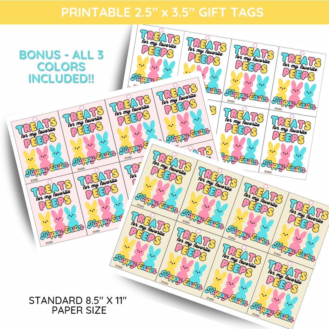 Happy Easter to My Favorite PEEPS Tag, Easter Tags Printable, Easter ...