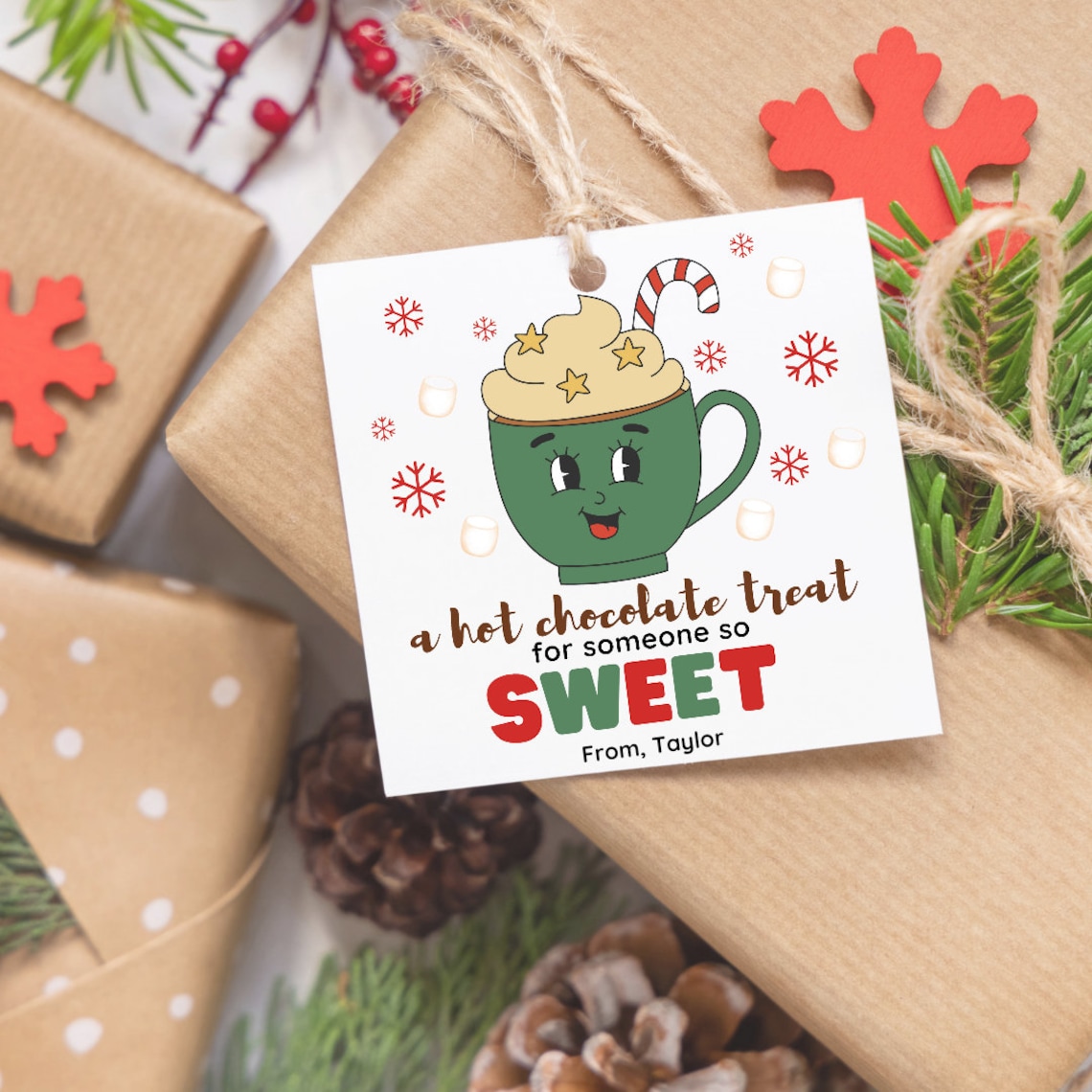 Hot Chocolate Gift Tag: Printable Christmas Cocoa Favor (digital ...