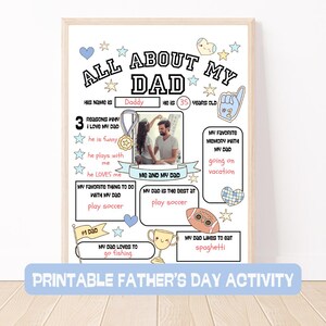 All About My Dad Printable Gift, Personalized Fun Father's Day Activity ...