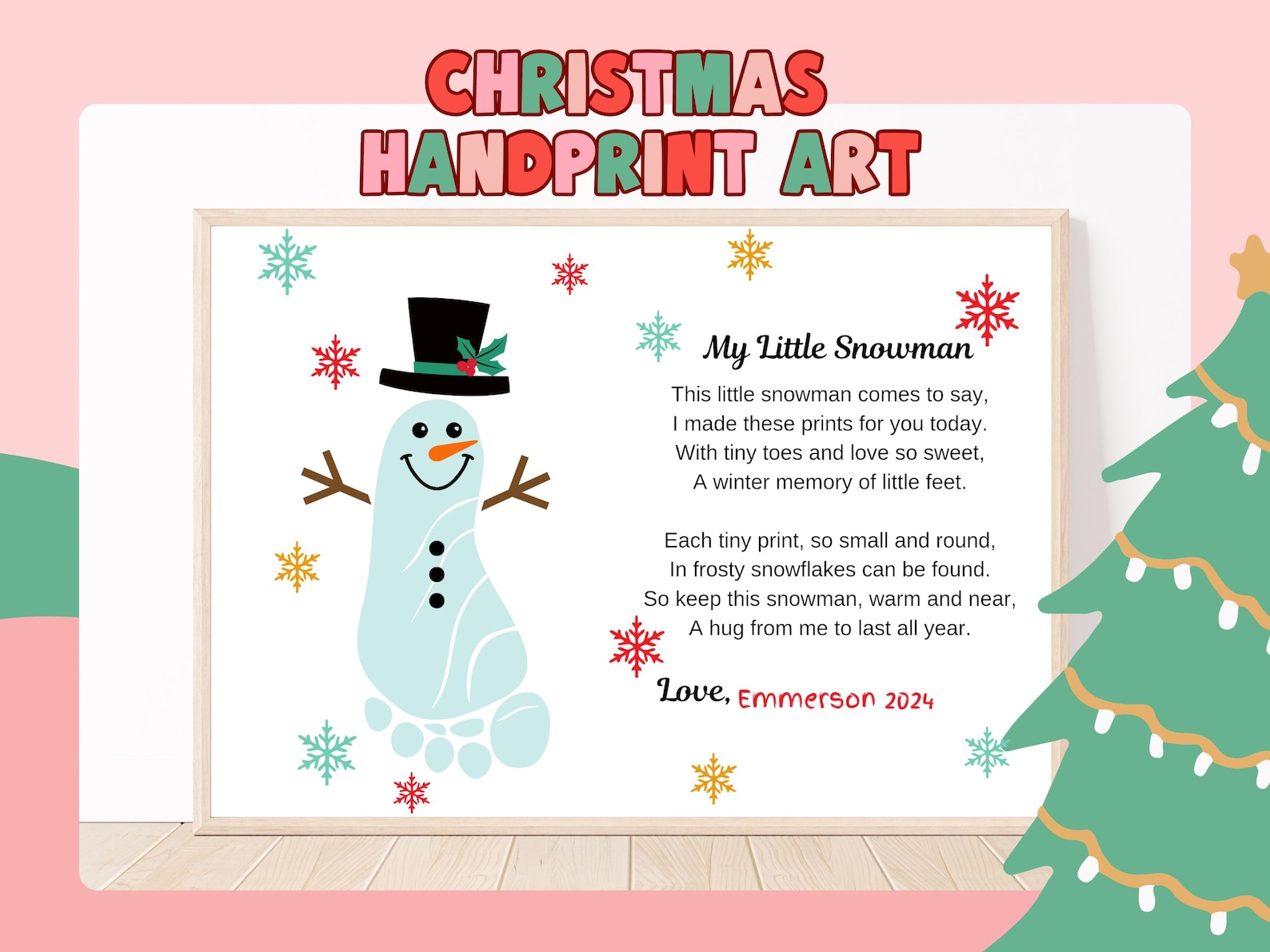 Christmas Snowman Handprint Art: Keepsake Poem (digital Download) - Etsy