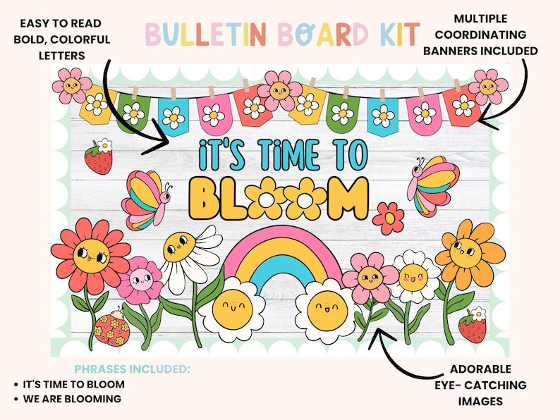 Spring Classroom Bulletin Board Kit: Floral Decor (digital Download) - Etsy
