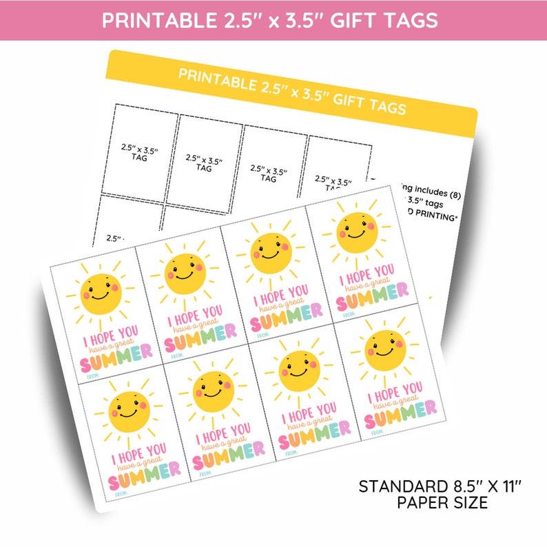 Summer Gift Tag: Teacher Thank You Printable (2.5x3.5" PDF) - Etsy