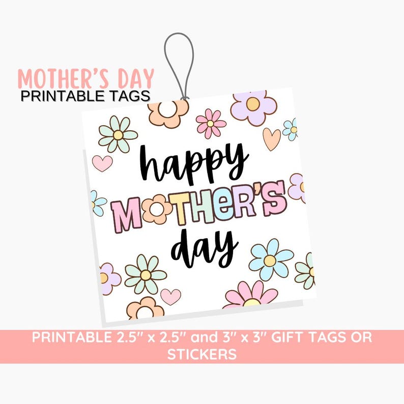 Floral Mother's Day Gift Tags, Printable Cookie Tags (PDF) - Etsy
