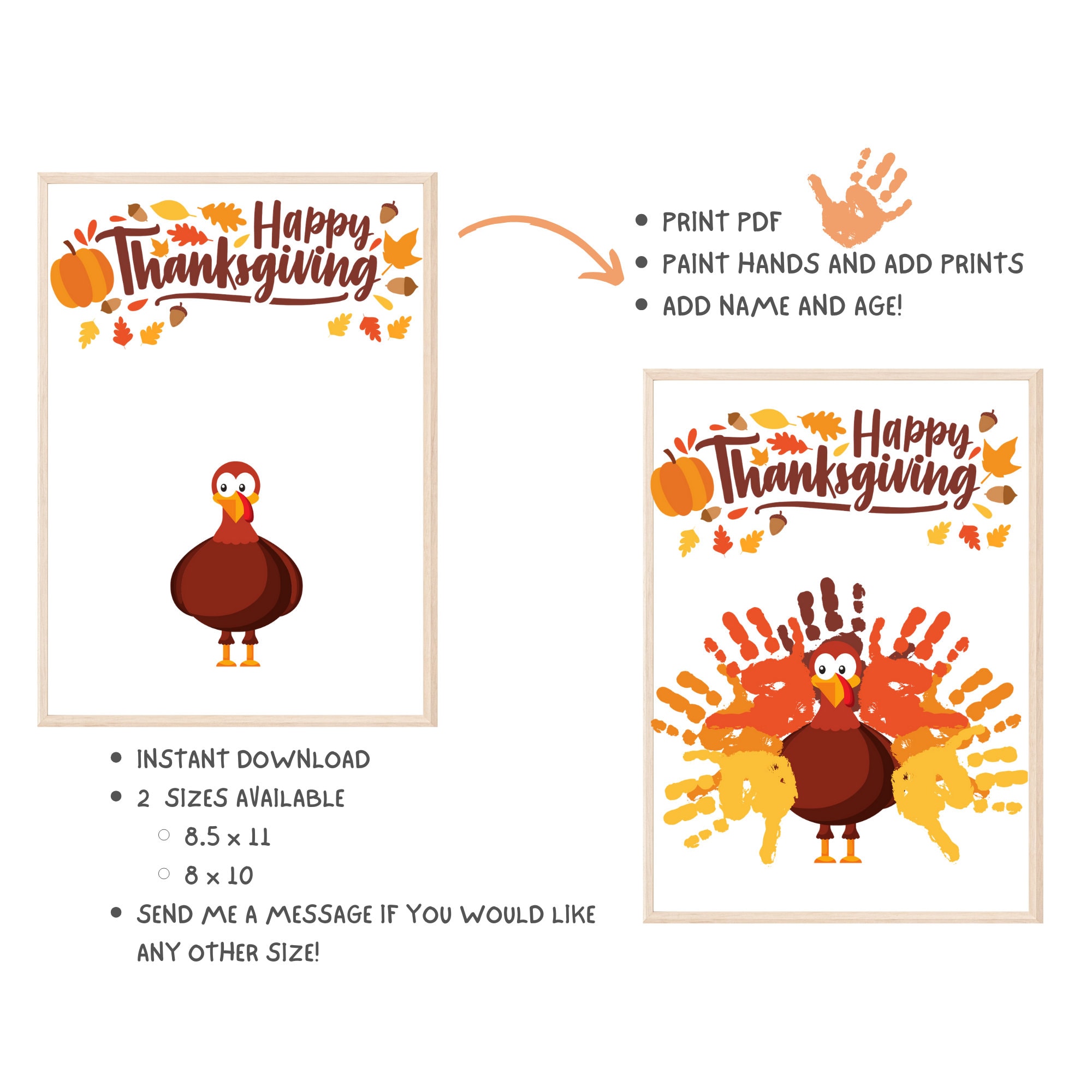 Thanksgiving Handprints Craft Turkey Handprint Craft Fall Preschool ...