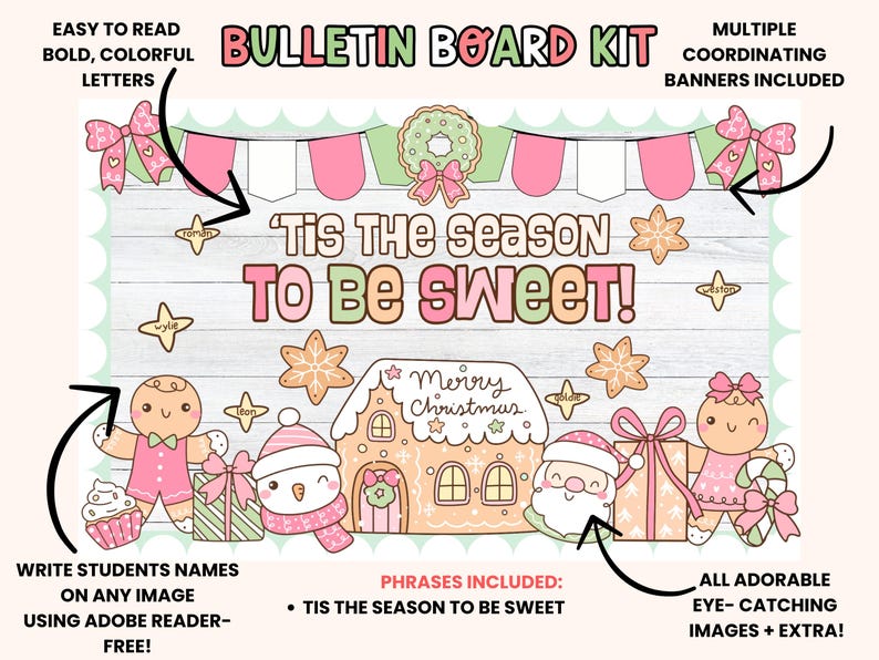 Gingerbread Christmas Bulletin Board Kit: December Themed Classroom ...