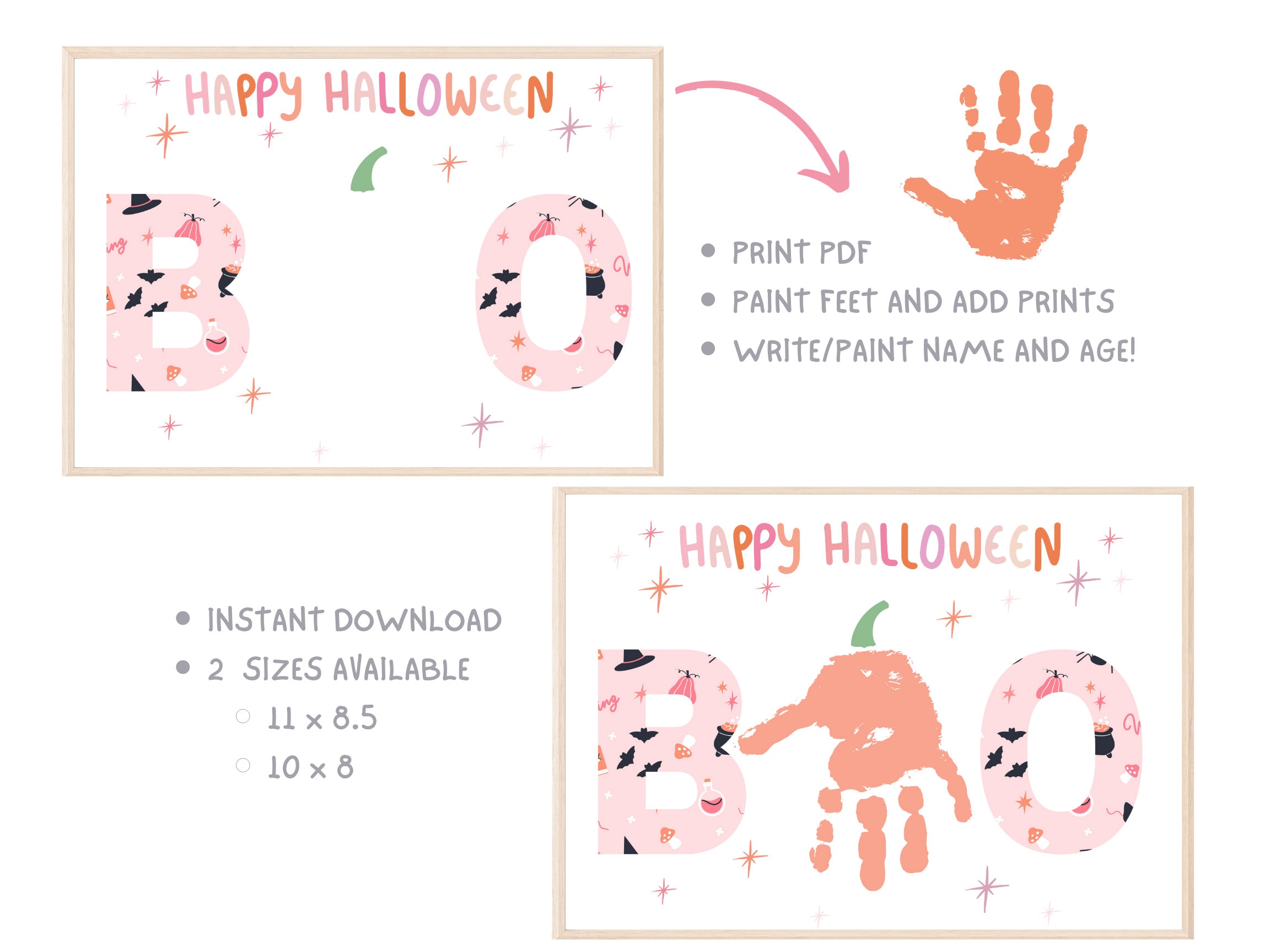 Boo Handprint Craft Halloween Handprint Art Kids Baby - Etsy