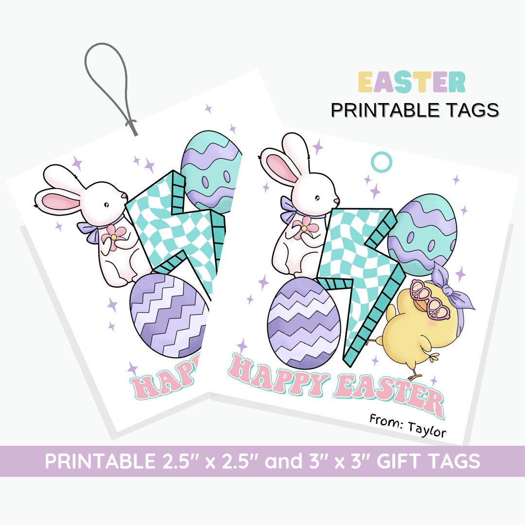 Easter Bunny Gift Tags: Printable Classroom Favor (PDF) - Etsy
