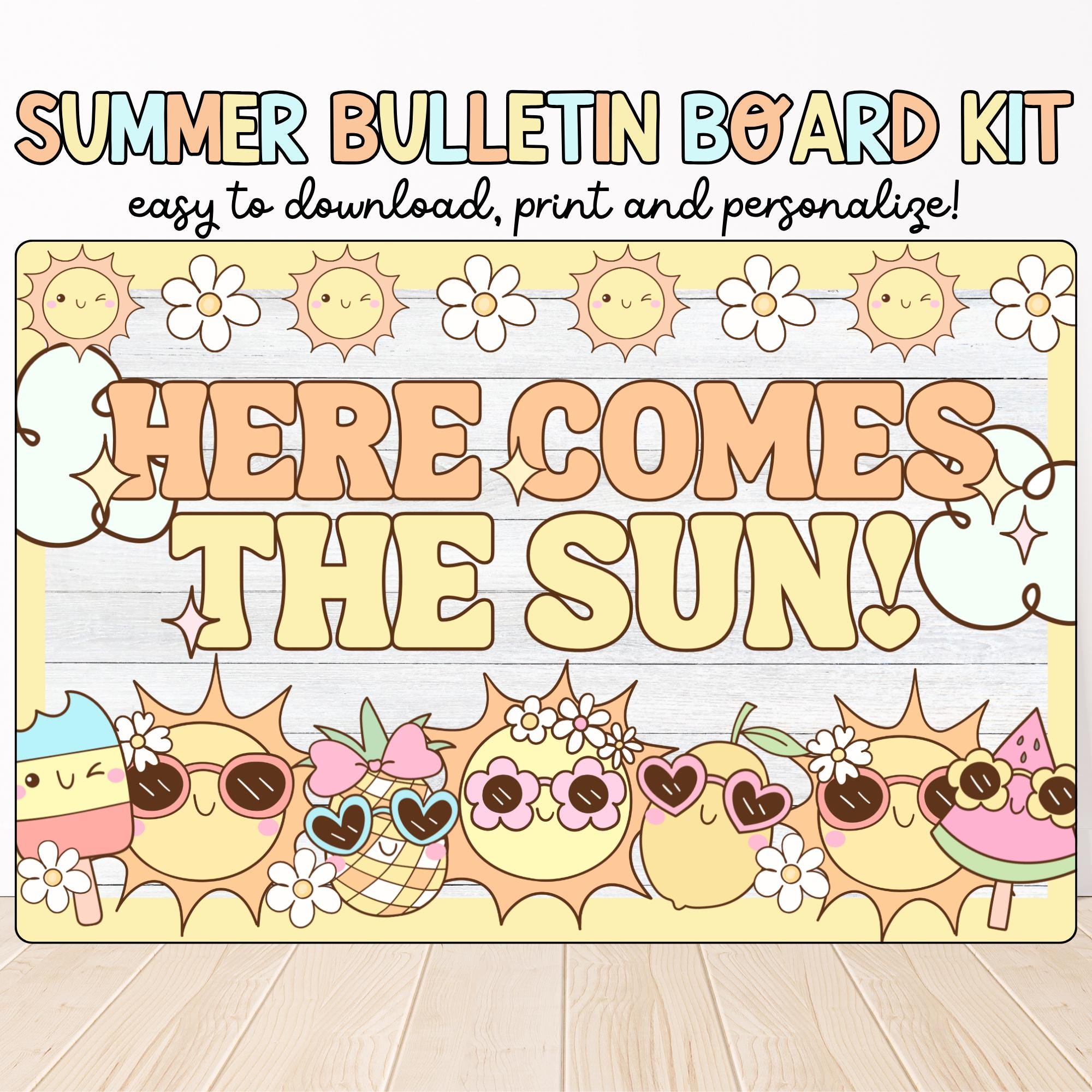 Here Comes the Sun Bulletin Board Kit: Summer Class Decor (digital ...