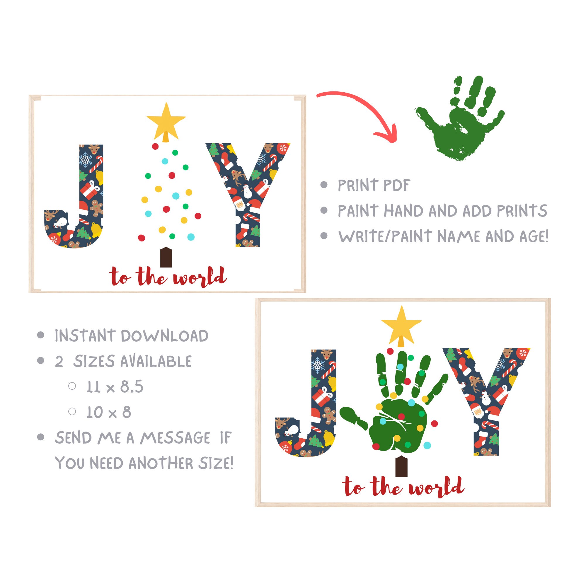 JOY Christmas Tree Handprint Art, Preschool Handprint Art Craft ...