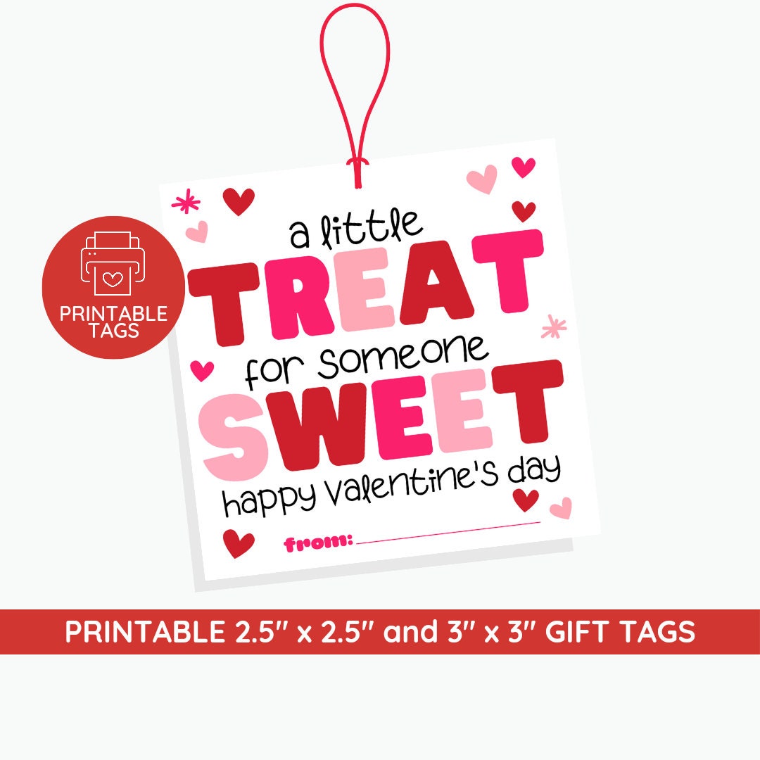 Printable Valentine Treat Tag Classroom Favor Tag Valentine Gift Tag ...
