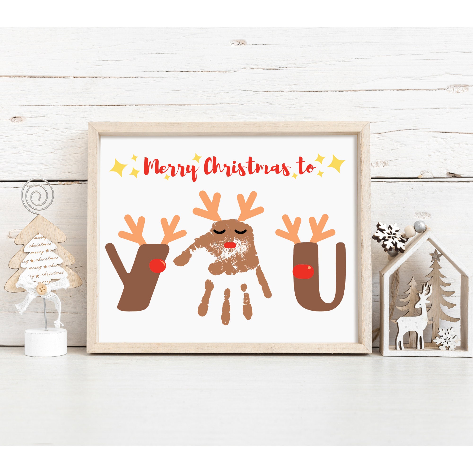 Reindeer Handprint Craft, Christmas Handprint Art, DIY Craft for Kids ...
