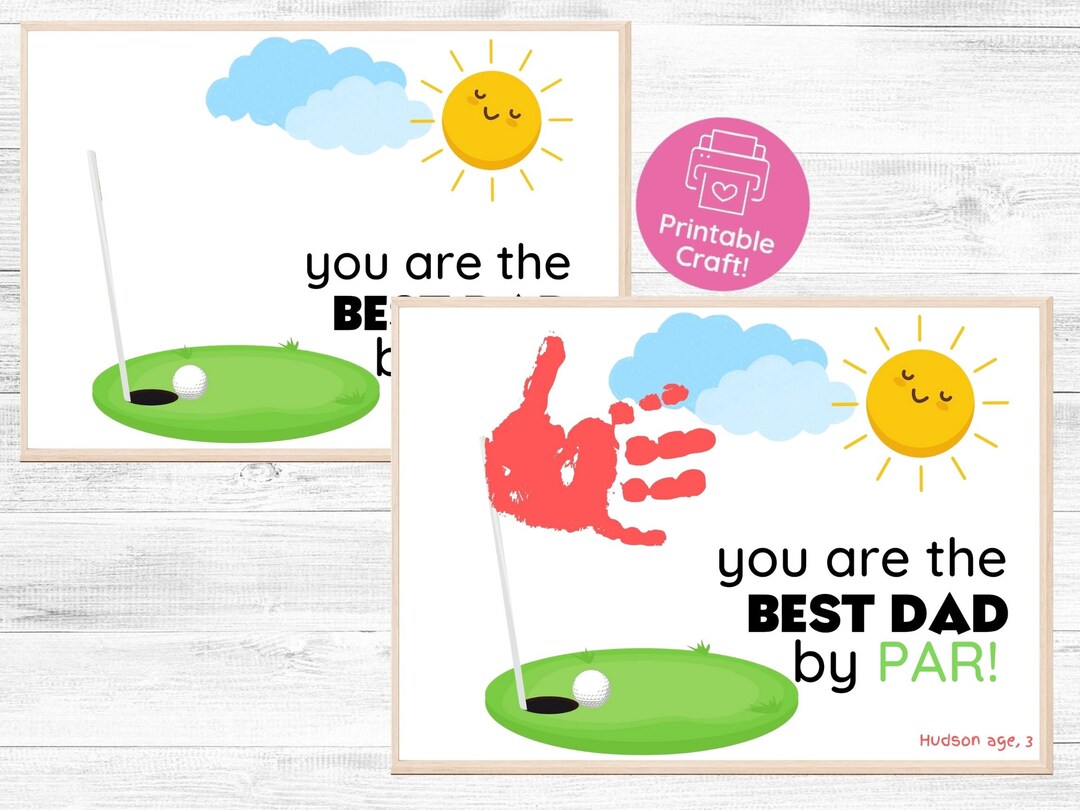Golf Card for Dad Fathers Day Handprint Craft Dad Handprint Art Fathers ...