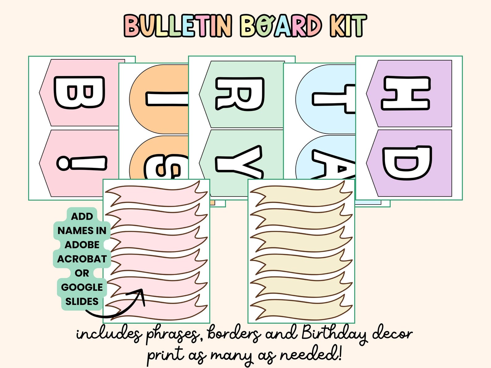 Birthday Bulletin Board Kit: Printable Classroom Decor (digital ...