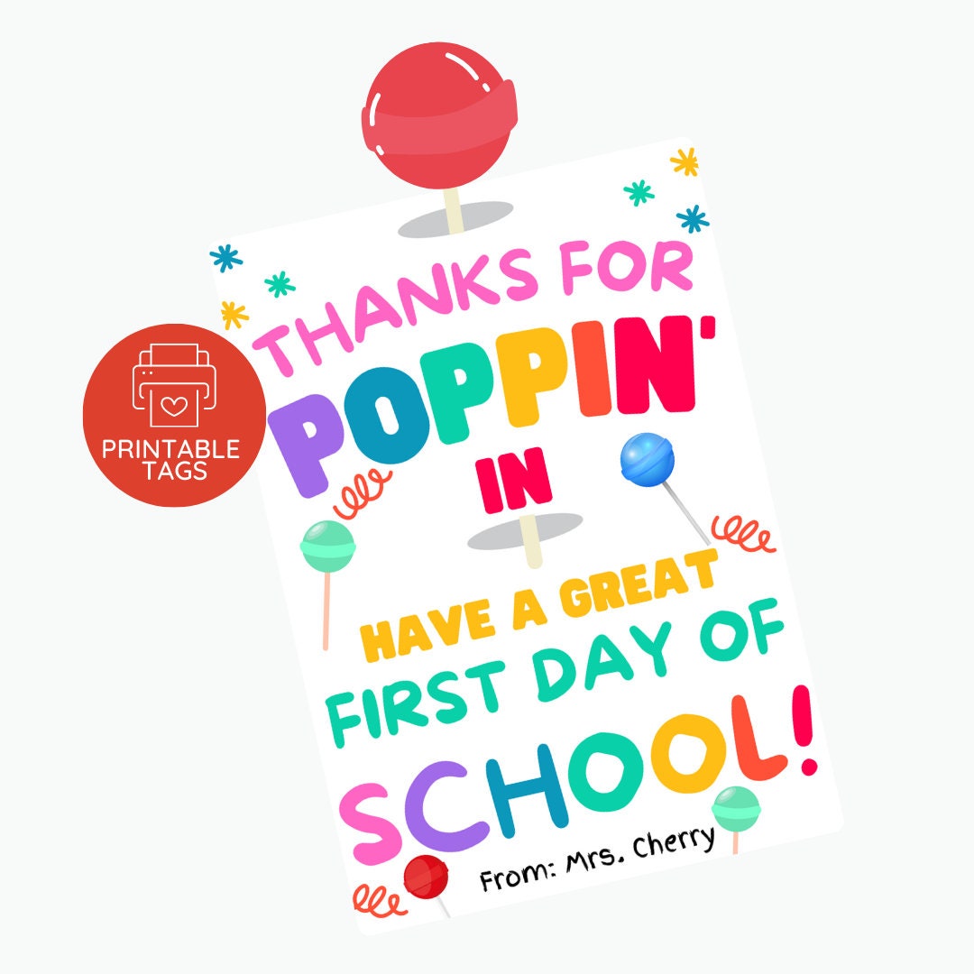 Back to School Lollipop Tag, First Day of School Gift, Thanks for ...