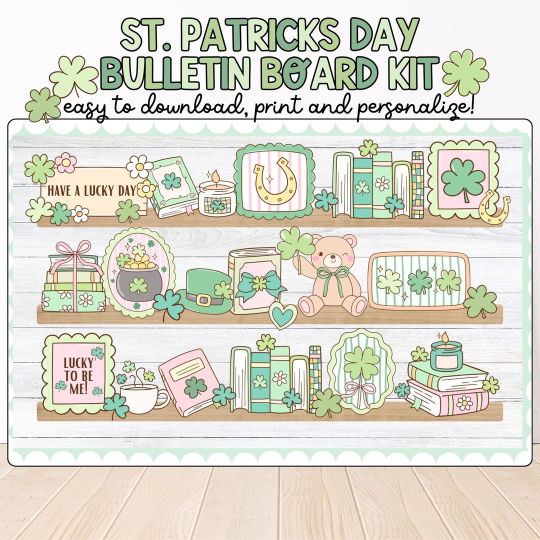 St. Patricks Day Bookshelf Bulletin Board Kit: March April Classroom ...