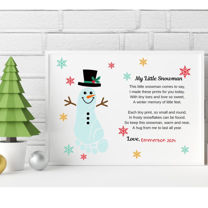 Christmas Snowman Handprint Art: Keepsake Poem (digital Download) - Etsy