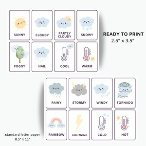 16 Weather Cards | Preschool Weather Chart | Montessori Flashcards ...