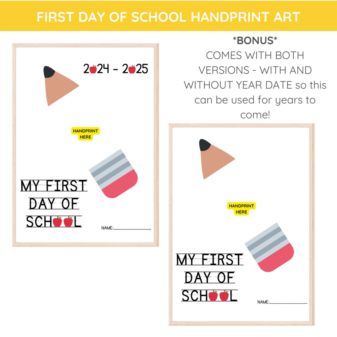 First Day of School Handprint Craft Back to School Printable Memory ...
