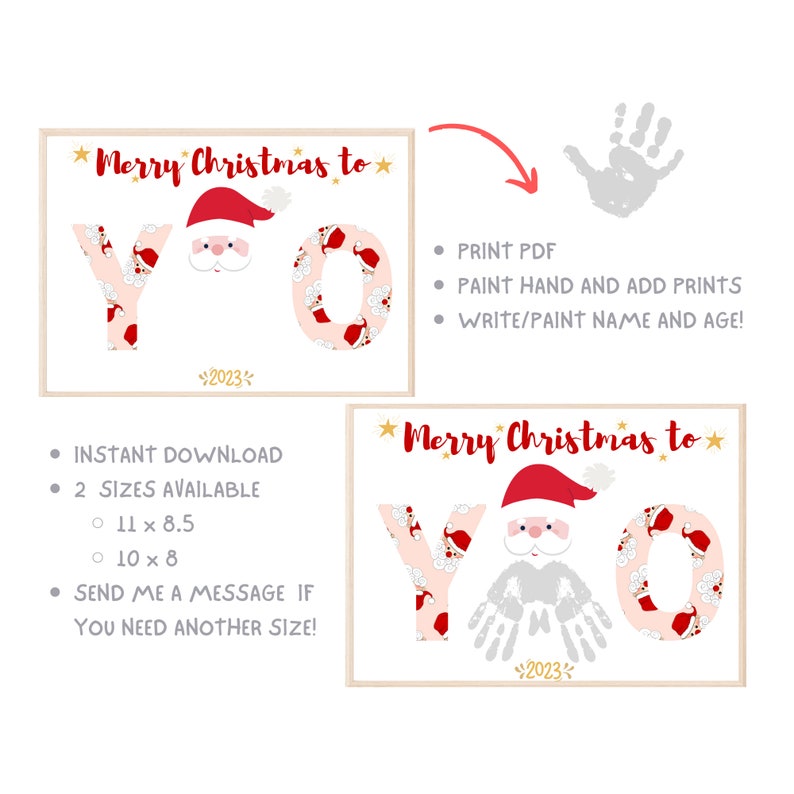 Printable Christmas Handprint Art Craft Handprint Christmas - Etsy