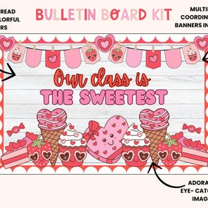 Valentine's Day Bulletin Board Kit: February Classroom Decor (printable ...