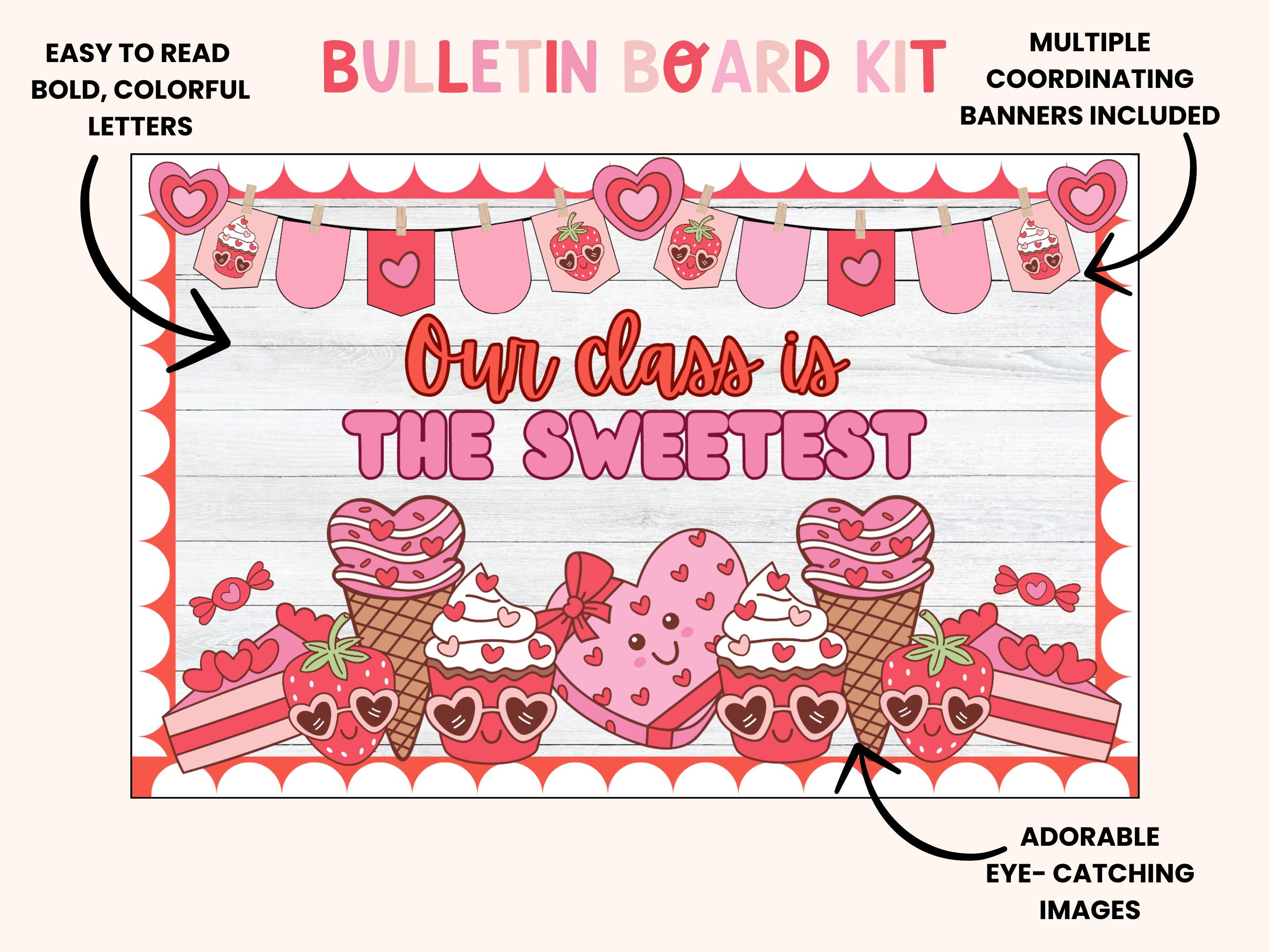 Valentine's Day Bulletin Board Kit: February Classroom Decor (printable ...