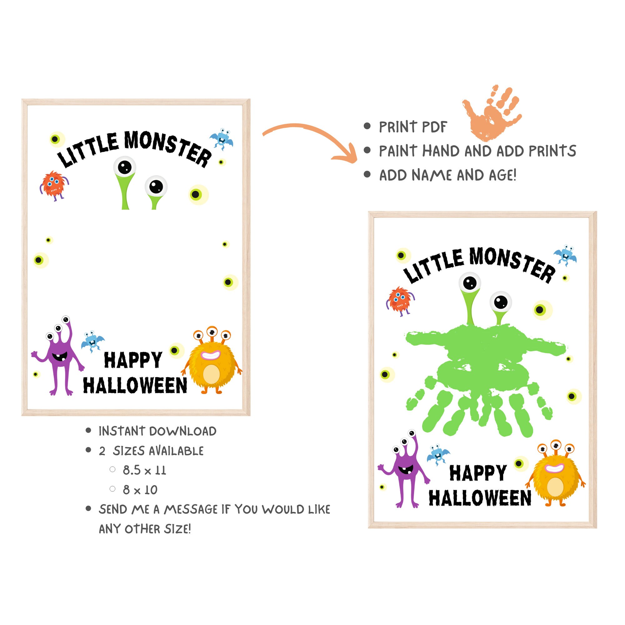 Halloween Handprint Craft Halloween Kids Craft Kit Little Monster ...