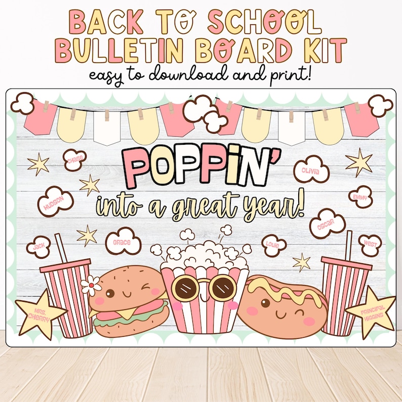Popcorn Back to School Bulletin Board Kit: Classroom Door Decor (PDF ...