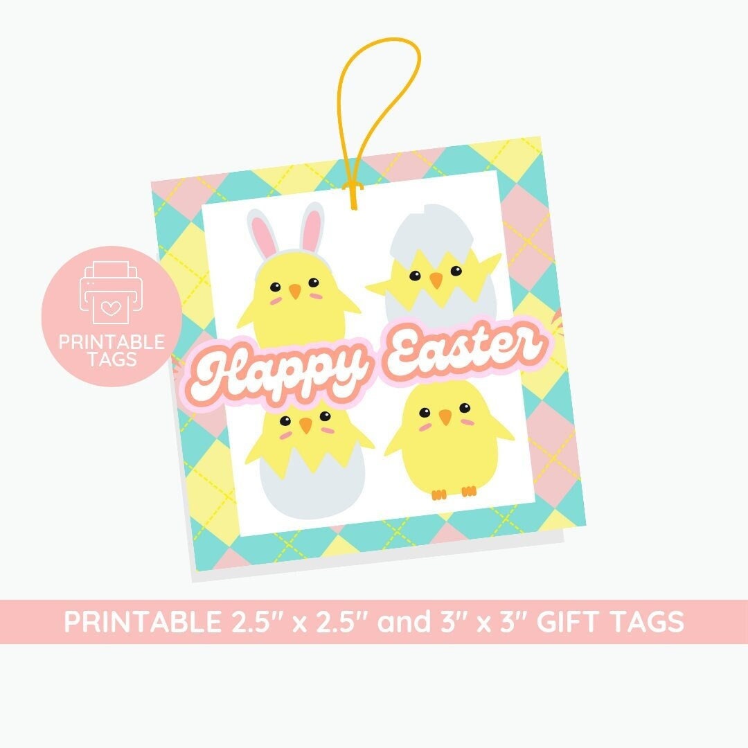 Happy Easter Gift Tags, Printable Easter Gift Bag Tags, Easter ...