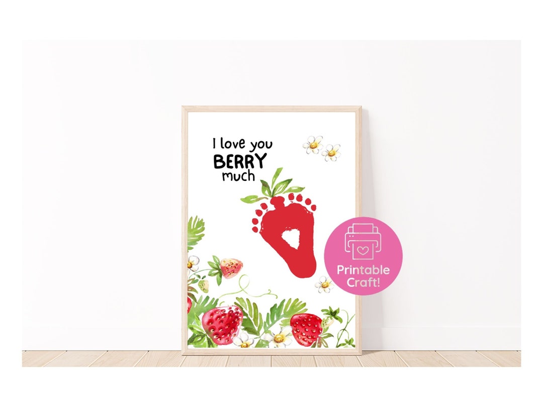 Strawberry Footprint Art: Mother's Day Handprint Craft (digital ...