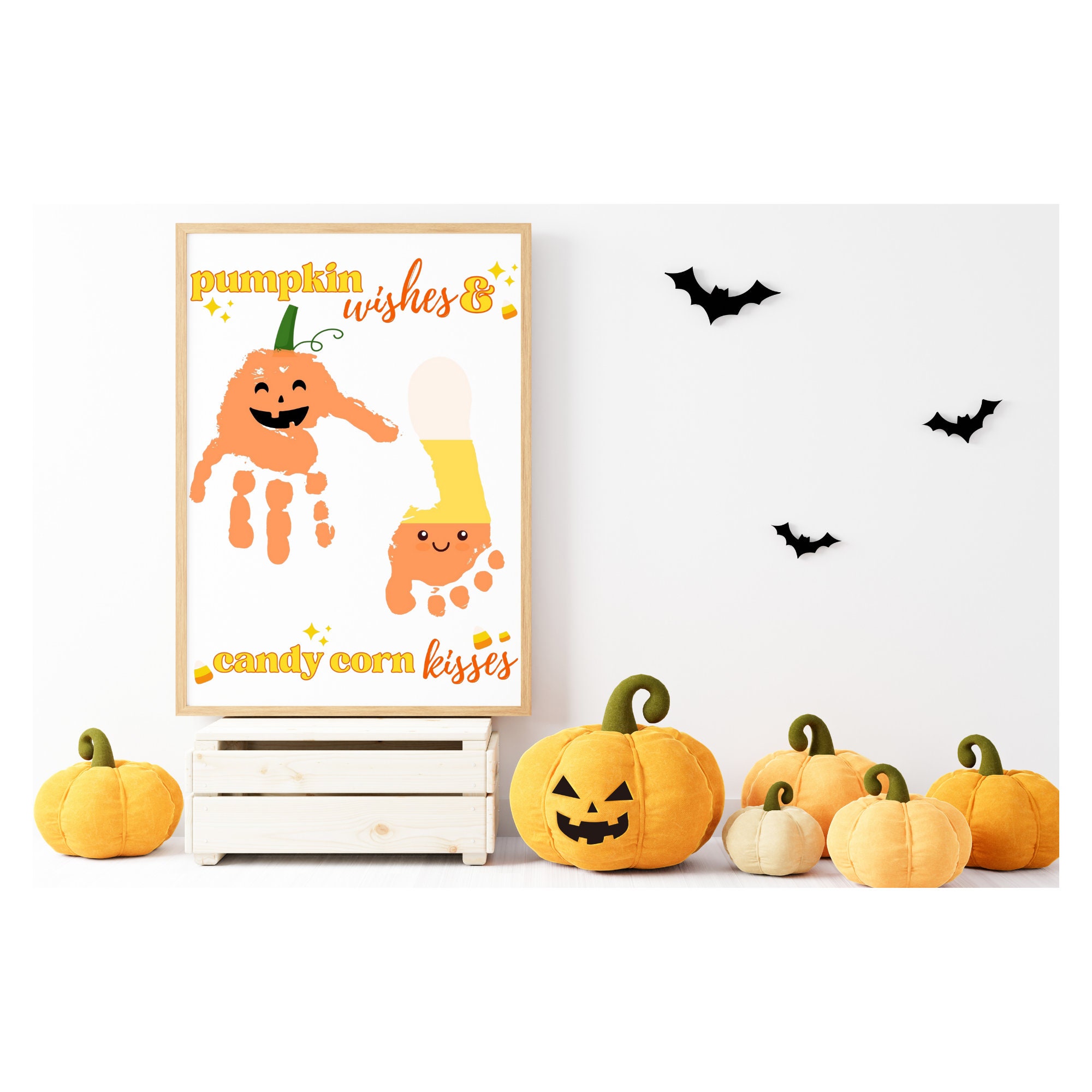 Halloween Handprint Footprint Art, Pumpkin Halloween Craft, Halloween ...