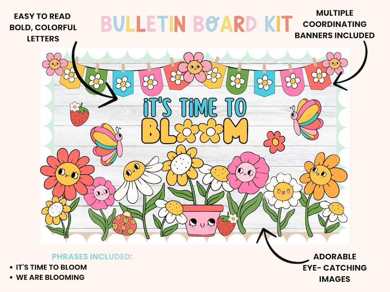 Spring Classroom Bulletin Board Kit: Floral Decor (digital Download) - Etsy