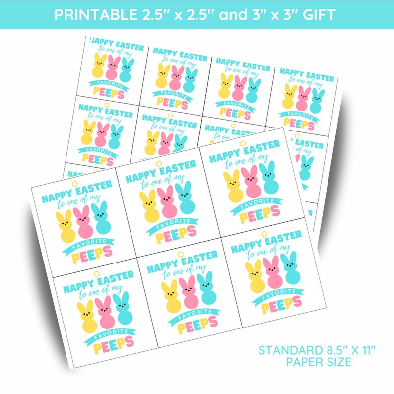 Peeps Easter Gift Tags: Printable Party Favor Tags (PDF) - Etsy