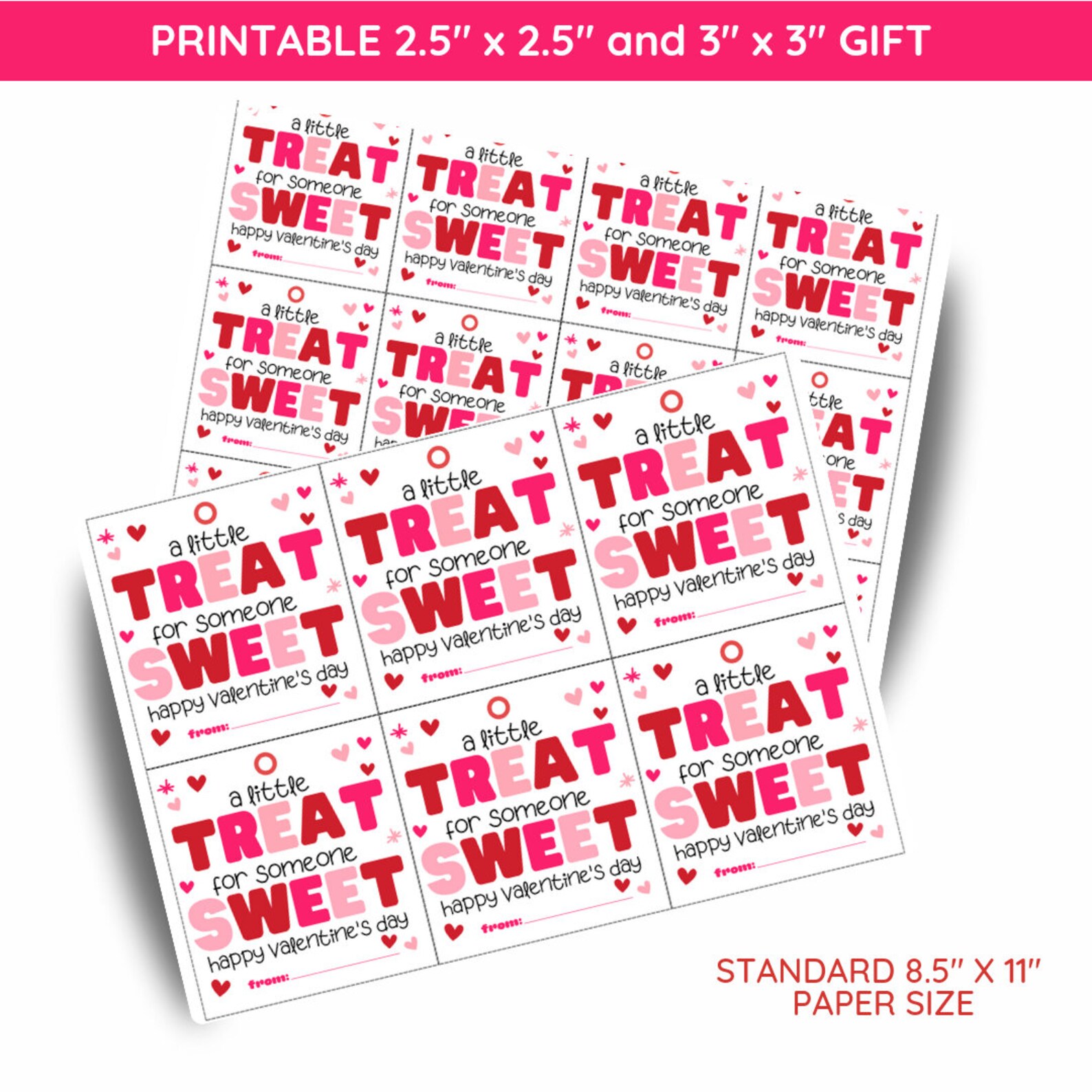 Printable Valentine Treat Tag Classroom Favor Tag Valentine Gift Tag ...