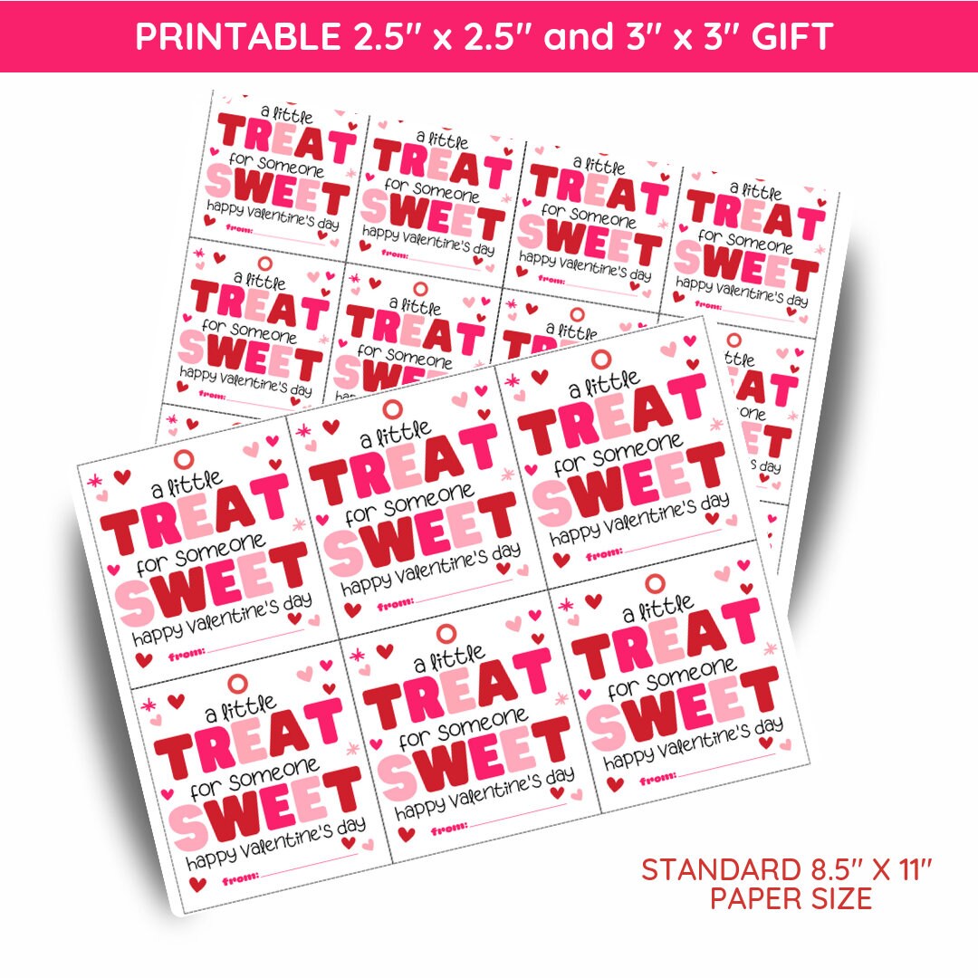 Printable Valentine Treat Tag Classroom Favor Tag Valentine Gift Tag ...