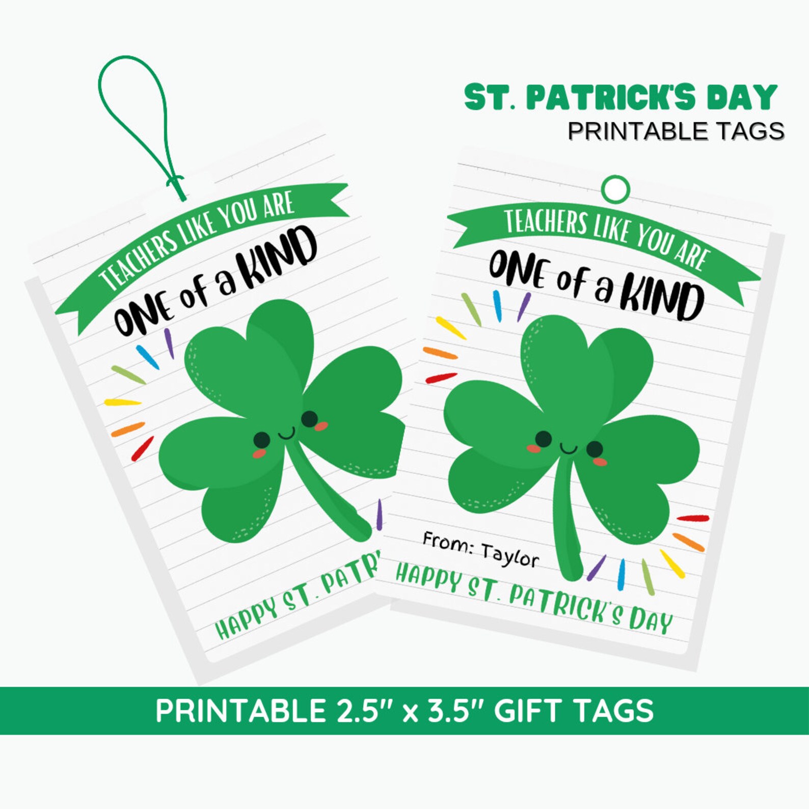 Printable Happy St Patricks Day Gift Tag, St Patricks Day TEACHER Treat ...