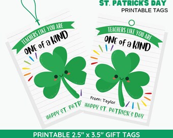 Printable Happy St Patricks Day Gift Tag, St Patricks Day TEACHER Treat ...