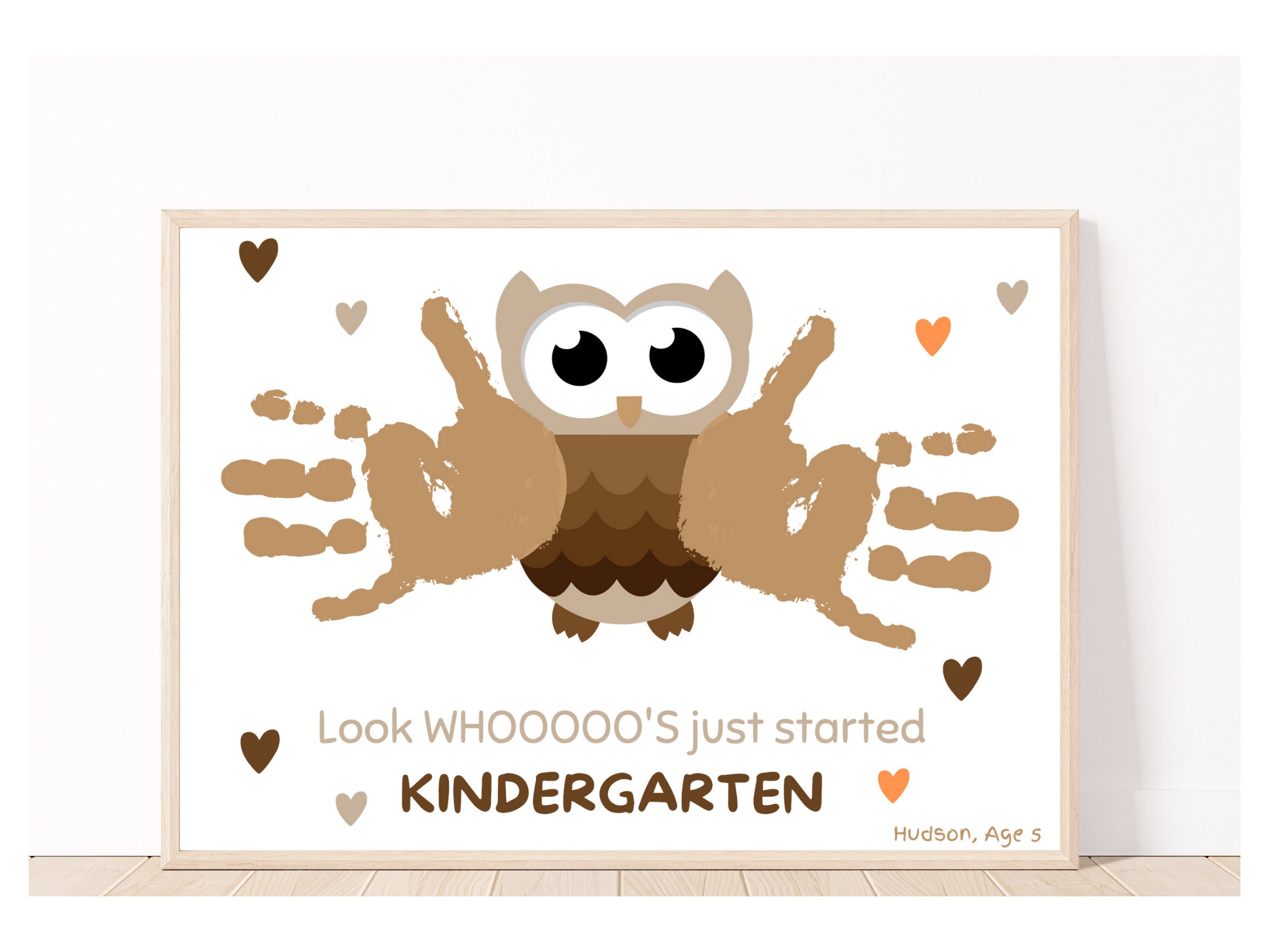 Kindergarten Handprint Craft: Owl First Day of School Art (digital ...