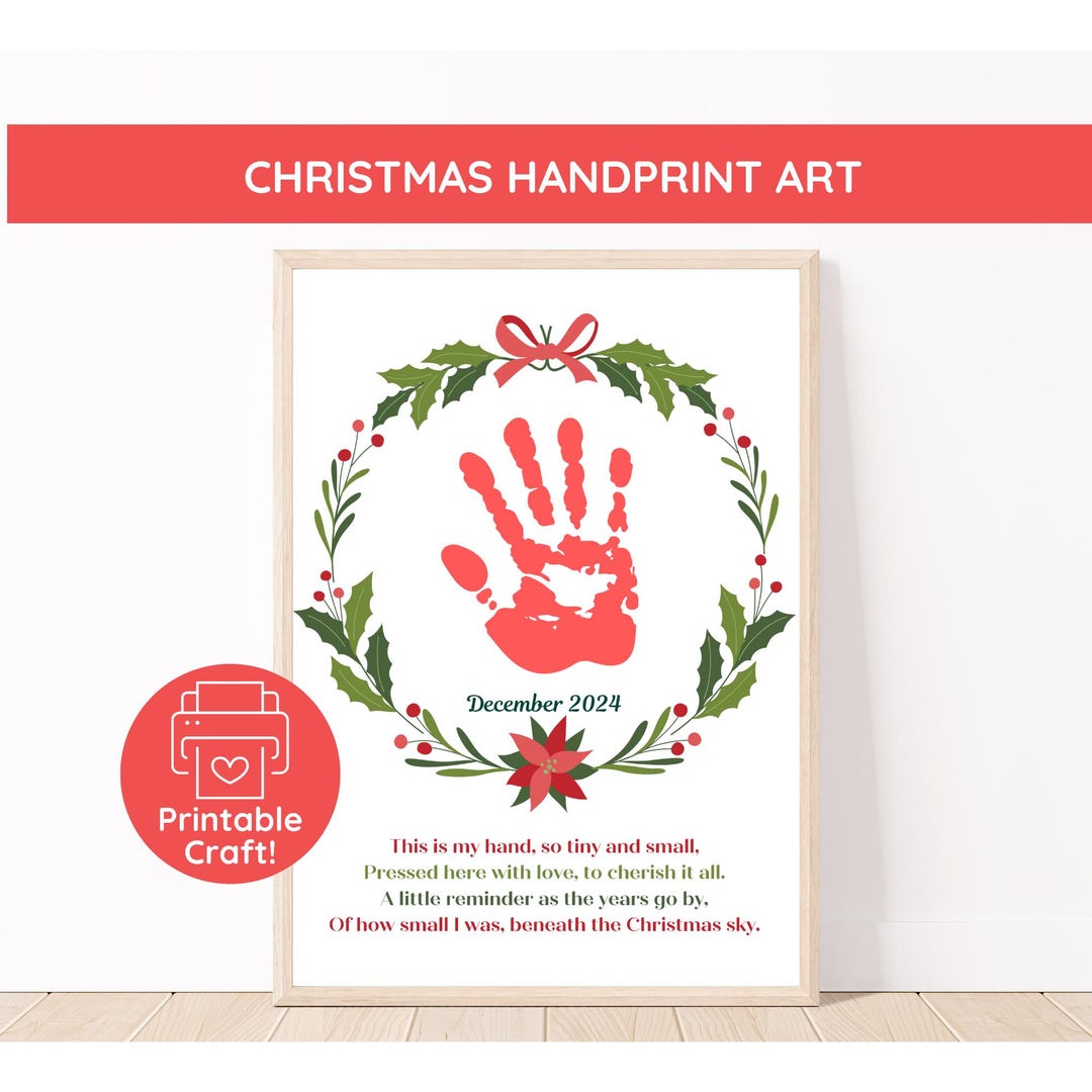Preschool Christmas Craft | Wreath Handprint Art | Christmas Handprint ...