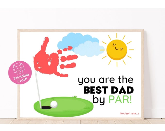 Best Dad by Par Golf Handprint Art Printable, Dad Golfing Father's Day ...
