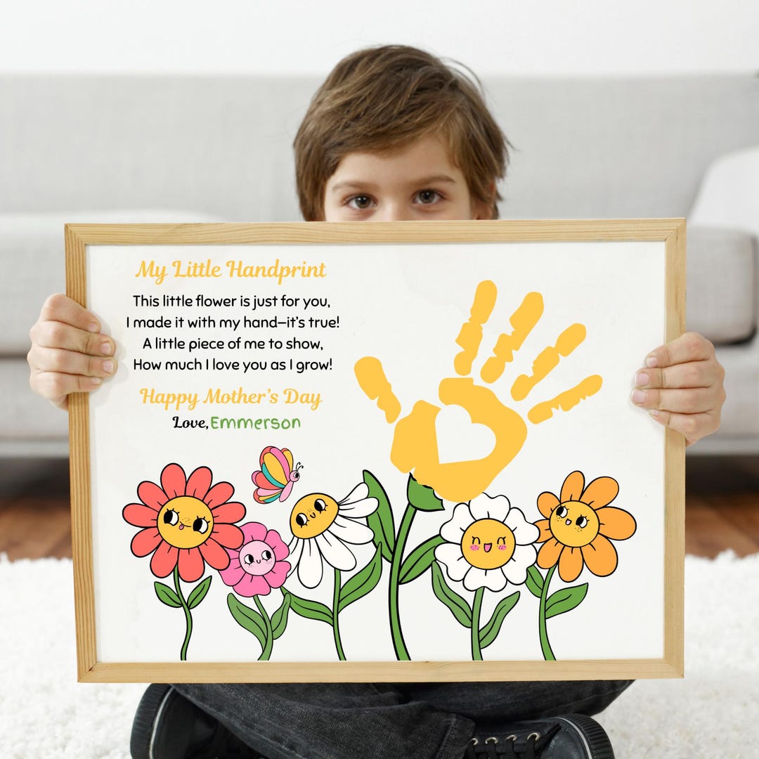 Handprint Mothers Day Poem, Flower Craft Printable Keepsake, DIY ...