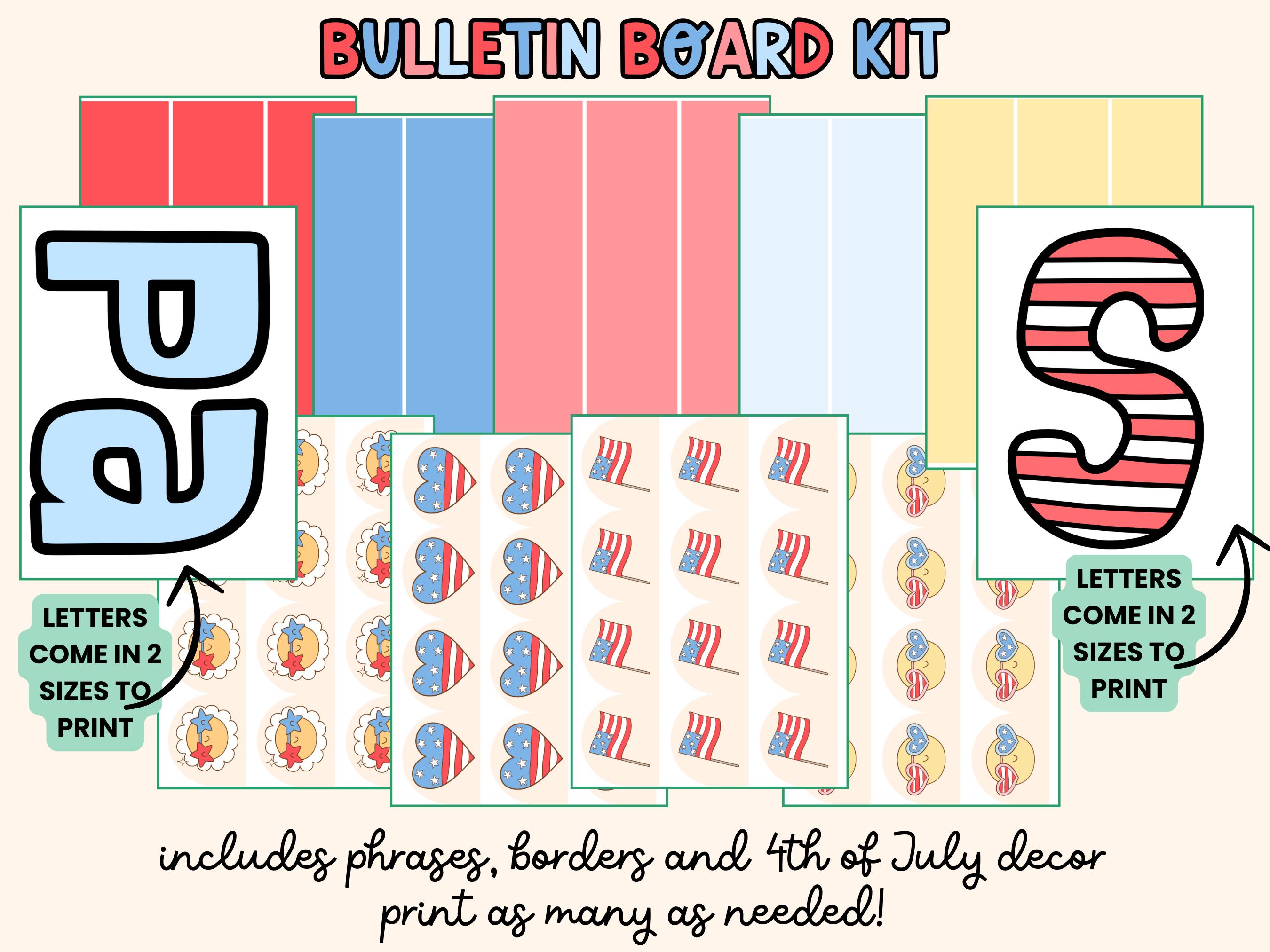4th of July Bulletin Board Kit: Patriotic Classroom Decor (printable ...