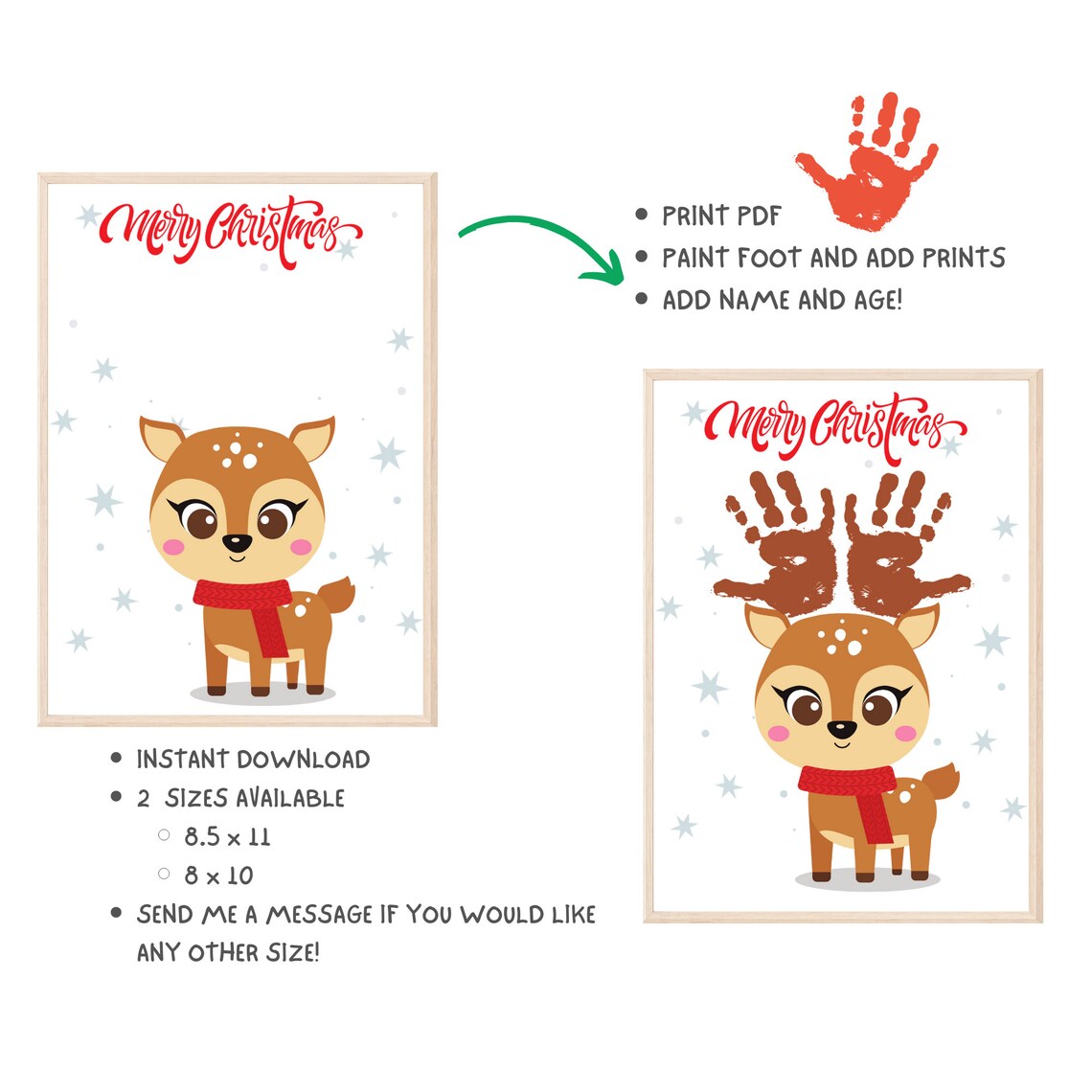 Printable Christmas Handprint Art Craft Christmas Preschool Activities ...