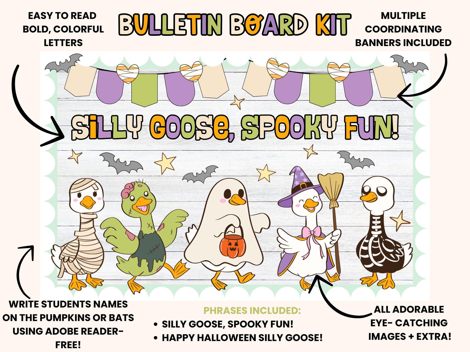 Silly Goose Halloween Bulletin Board Decor: Printable Classroom Kit ...