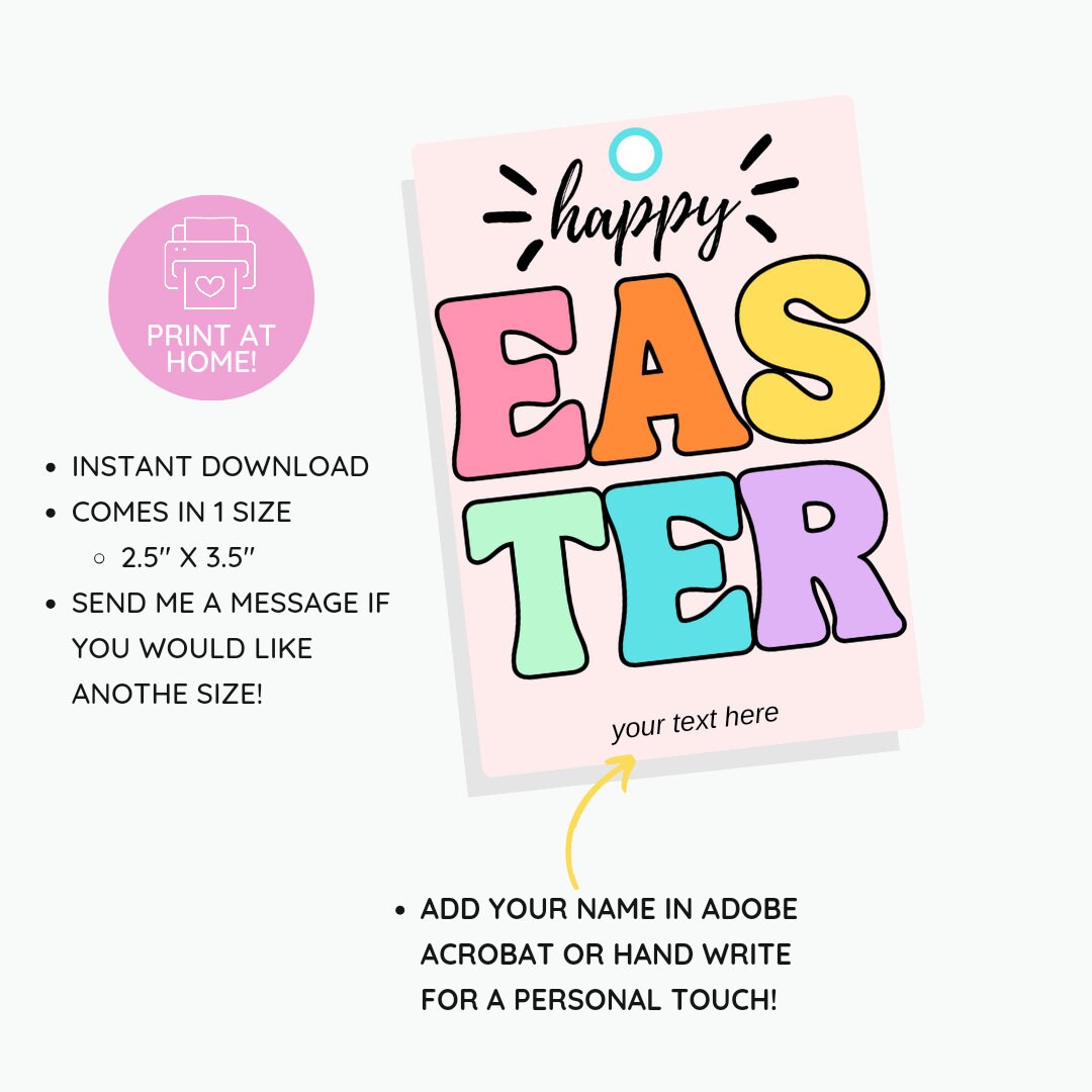 Easter Gift Tag Printable, Easter Basket Tag, Easter Printable, Easter ...