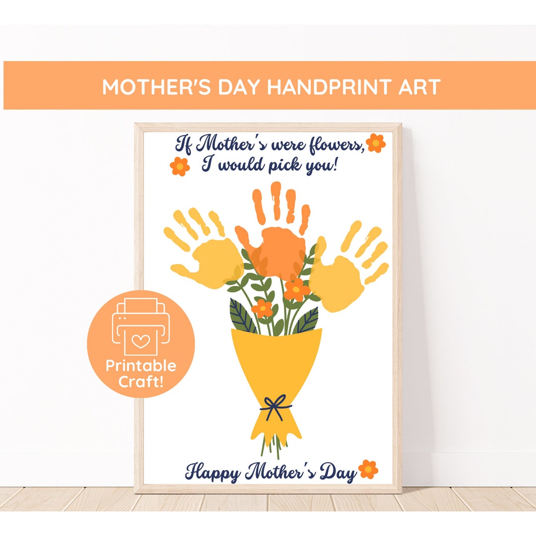 Mother's Day Handprint Art: Floral Bouquet Keepsake (digital Download ...