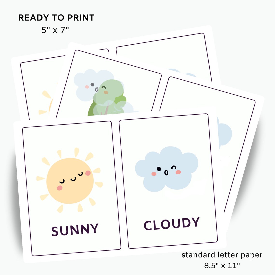 16 Weather Cards Preschool Weather Chart Montessori Flashcards ...
