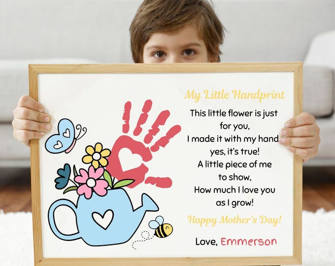 Mother’s Day Handprint Craft, Printable Flower Poem Art for Kids, DIY ...